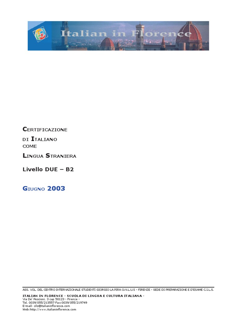 CILS B2 Quaderno Del Candidato 2003.06 PDF | PDF