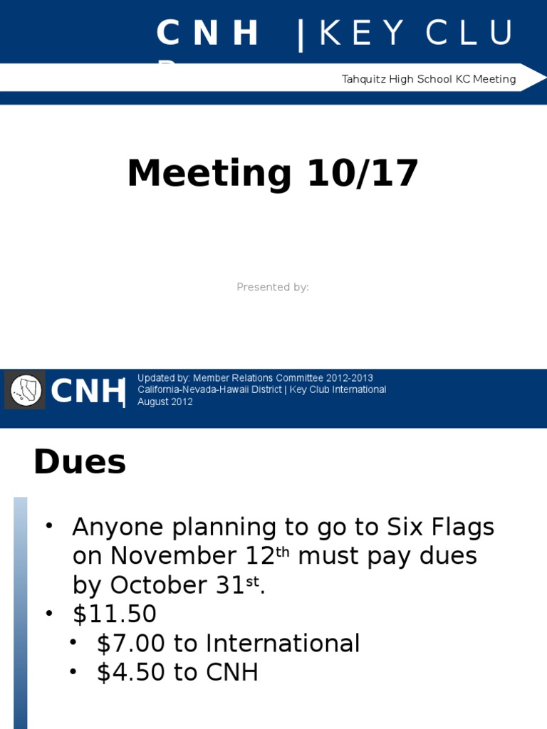 CNH Key Club Events and Dues Update | PDF | Business | Sports & Recreation