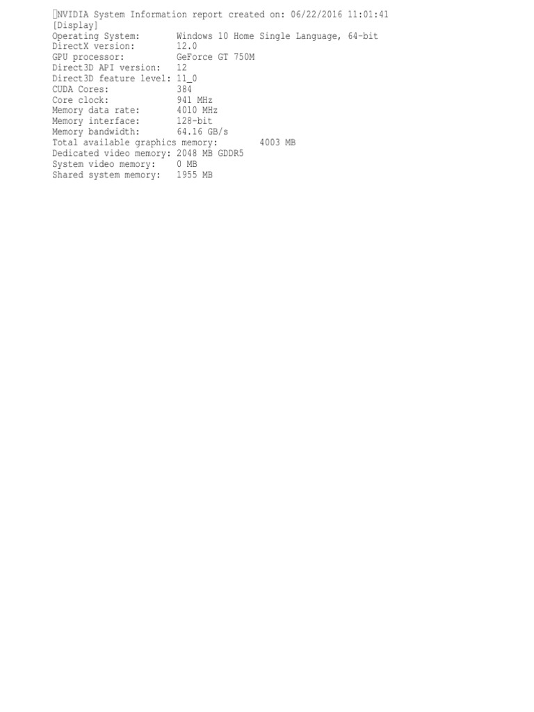 NVIDIA System Information | PDF