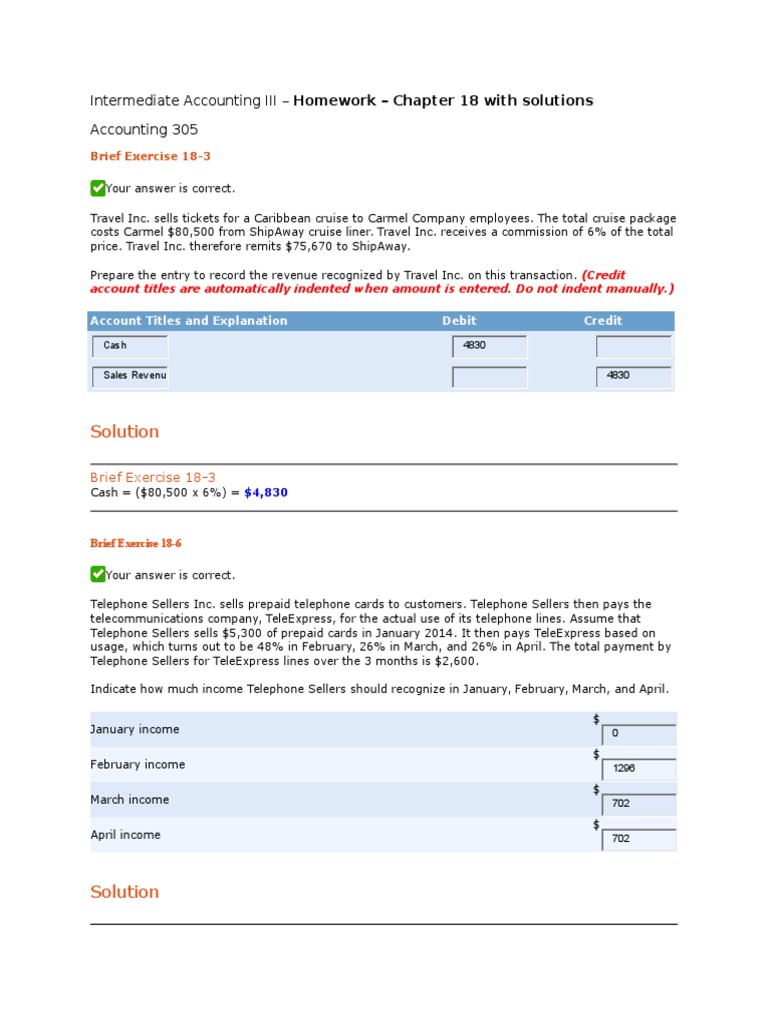 Intermediate Accounting III Homework Chapter 18 | Financial Accounting ...