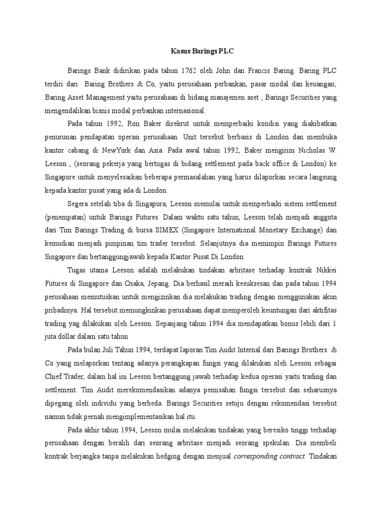 Barings PLC Cases | PDF