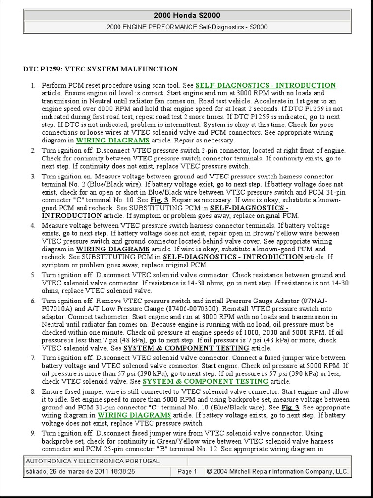 P1259 VTEC Malfunction | PDF | Electrical Connector | Switch