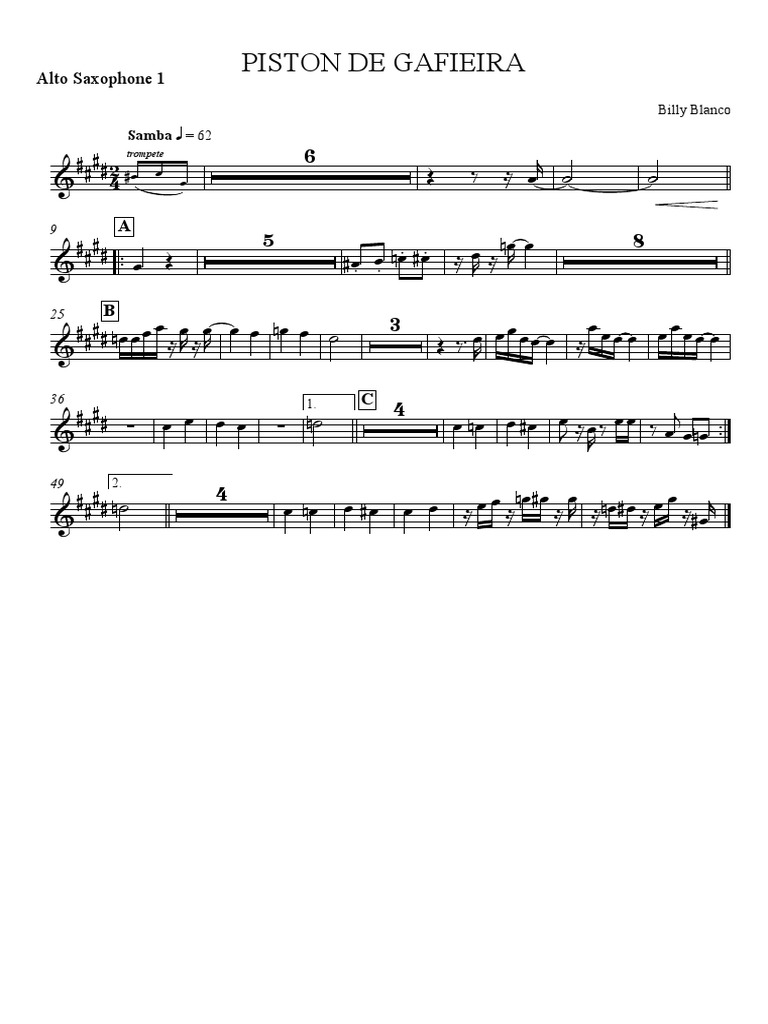 Piston de Gafieira: Alto Saxophone 1 | PDF