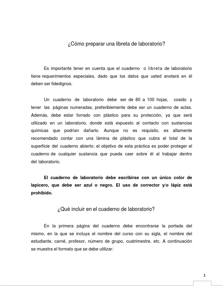 Cómo Preparar Una Libreta de Laboratorio | PDF | Cuaderno | Laboratorios