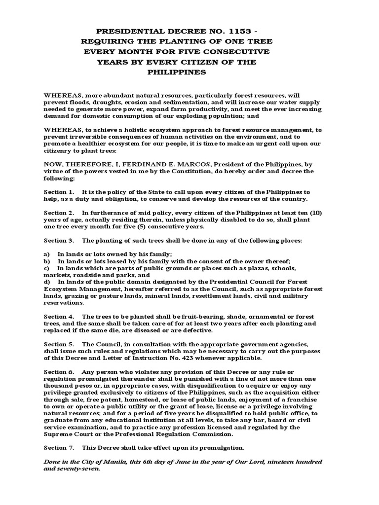 Presidential Decree No 1153 | Citizenship | Decree