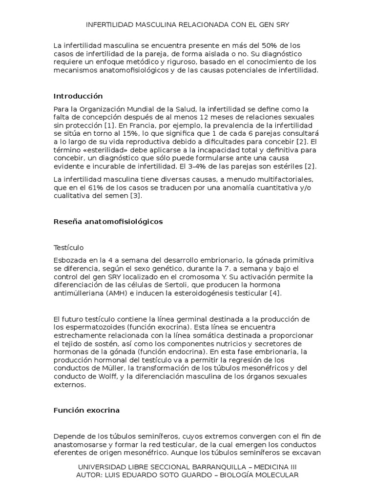 Infertilidad Masculina y Gen SRY | PDF | Hormona luteinizante | Andrógino