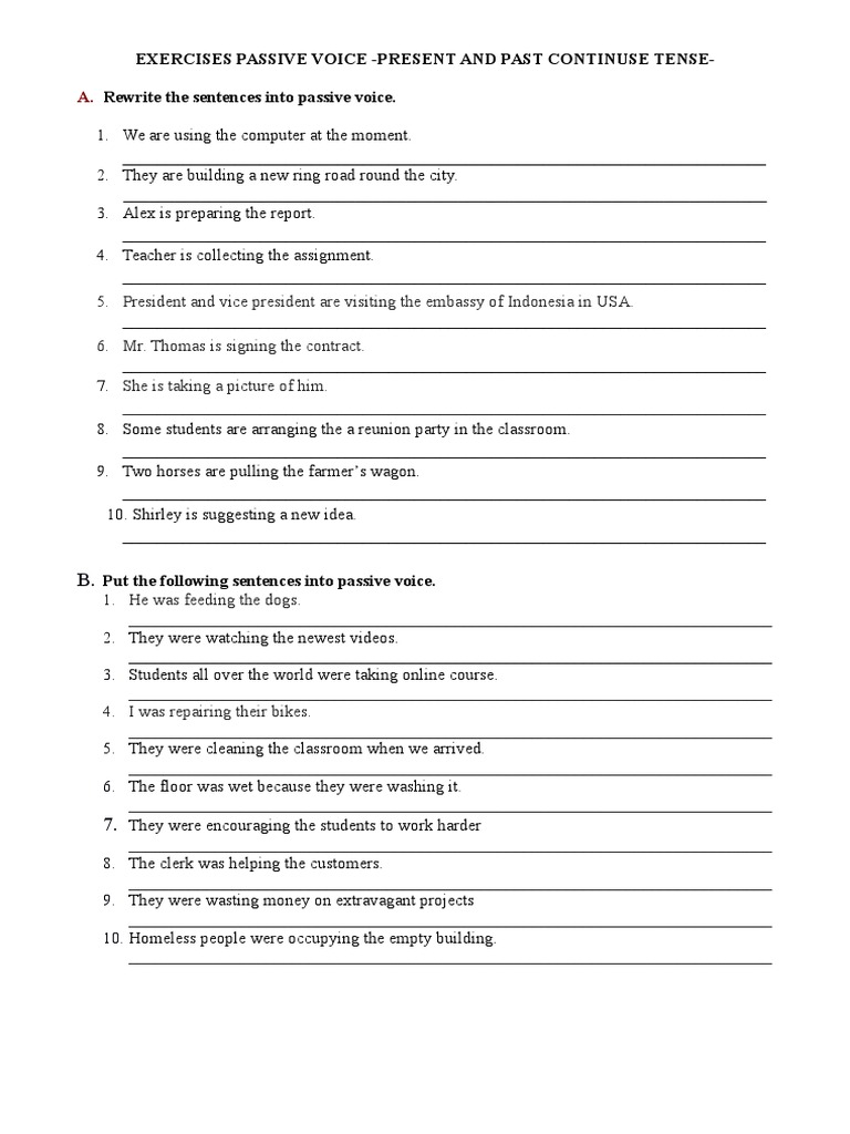 Passive Voice Exercises: Converting Sentences to the Passive Voice in ...