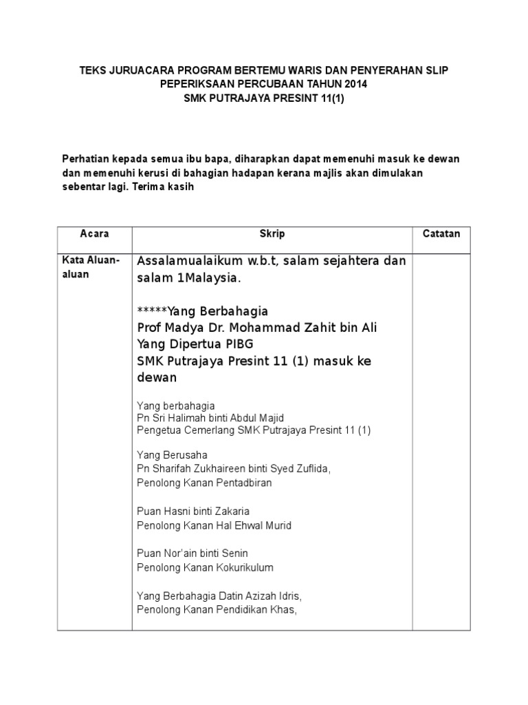 Program Penyerahan Slip Peperiksaan 2014 | PDF | Karier & Perkembangan | Kesehatan Holistik