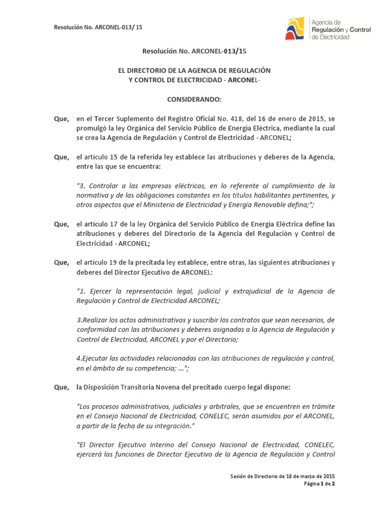 Resolución ARCONEL sobre Controversia | PDF | Información del gobierno | Justicia