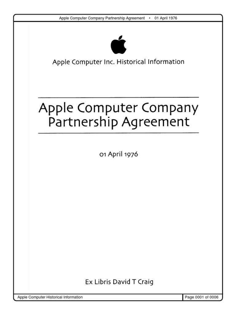Apple Computer Partnership Agreement 1976 | PDF | Business | Home & Garden