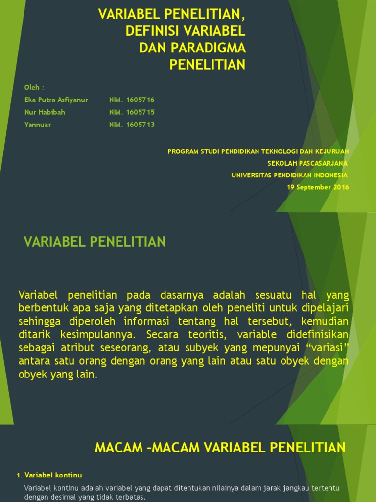 Variabel Penelitian, Definisi Variabel Dan Paradigma Penelitian | PDF ...