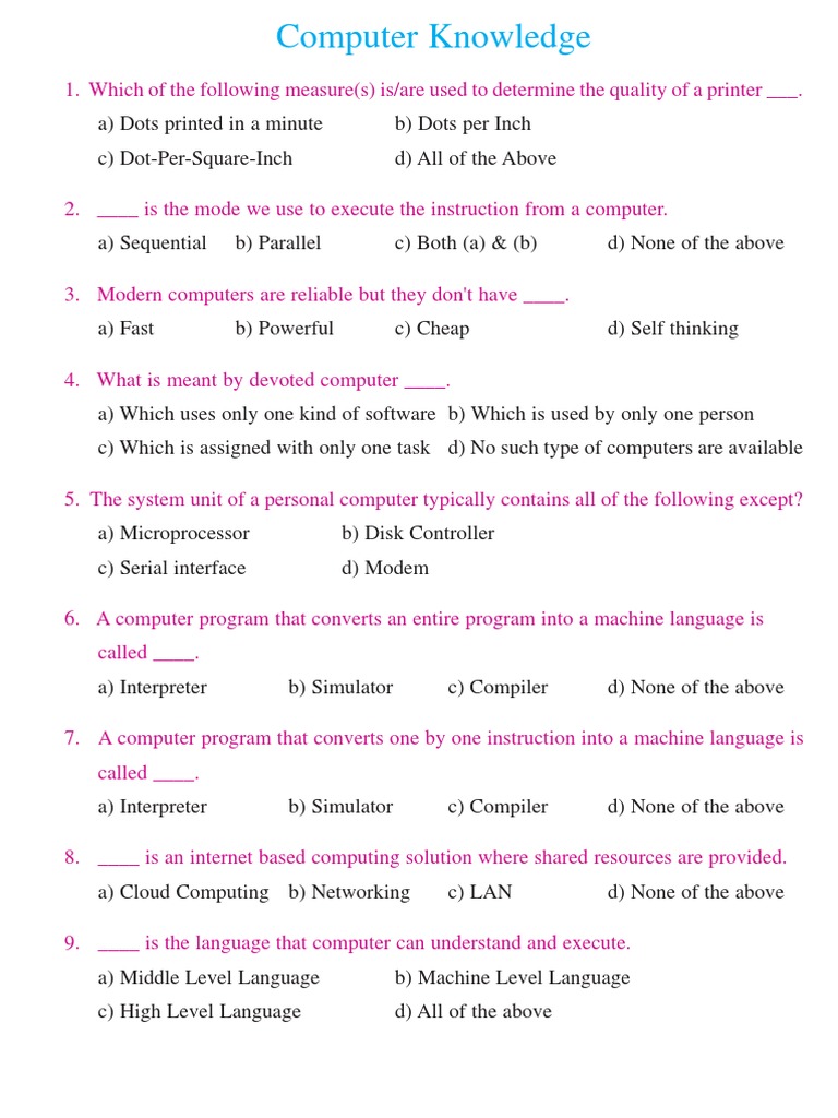 NABARD Grade A Computer Knowledge Test | PDF | Computer Data Storage ...