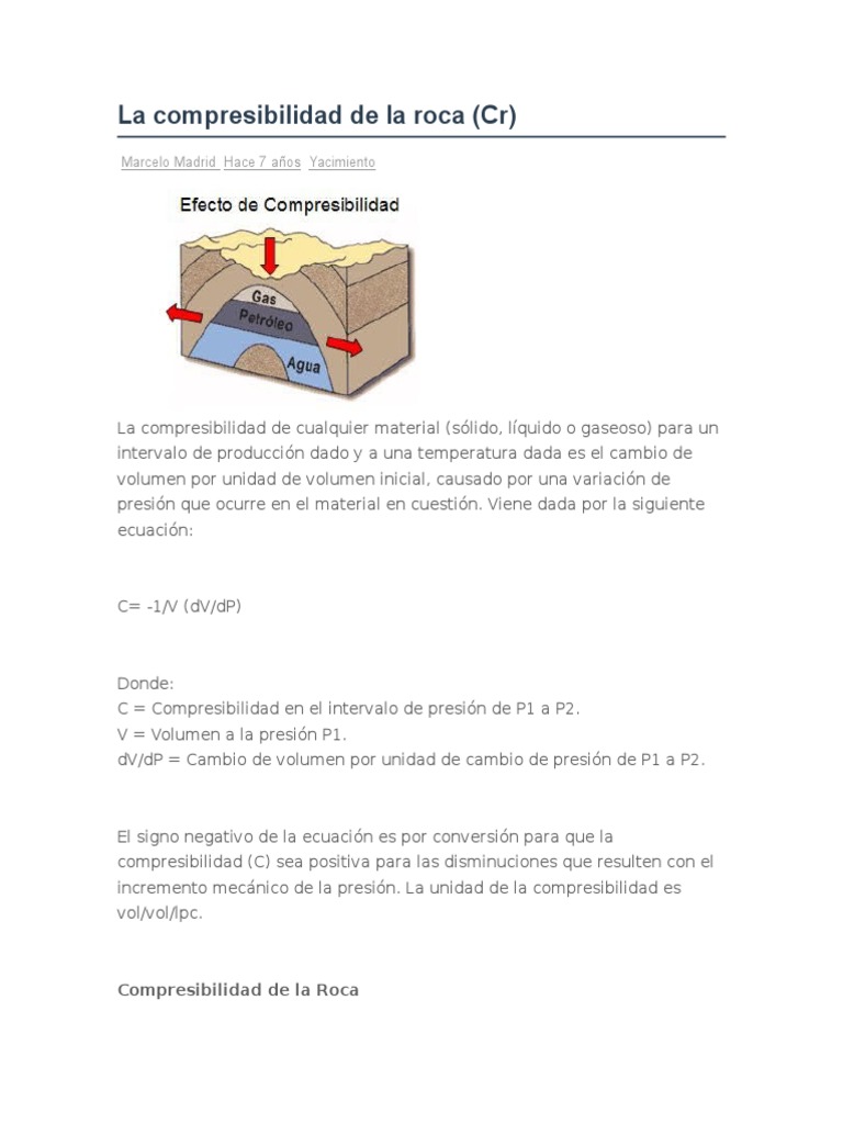 La Compresibilidad de La Roca | PDF | Gases | Líquidos