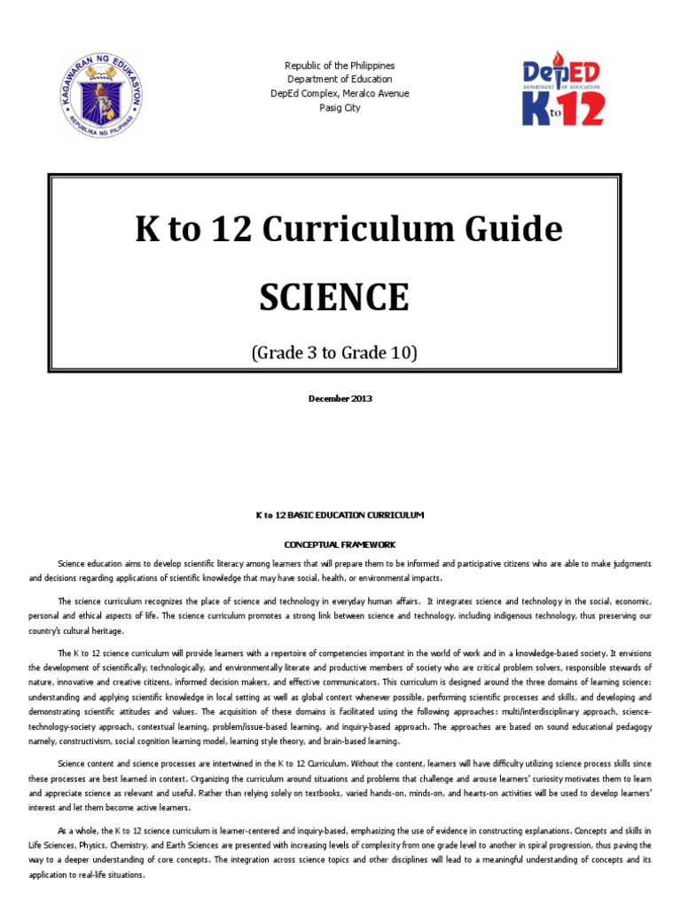 Science Curriculum Guide Grades 3-10 December 2013 PDF | PDF | Force ...