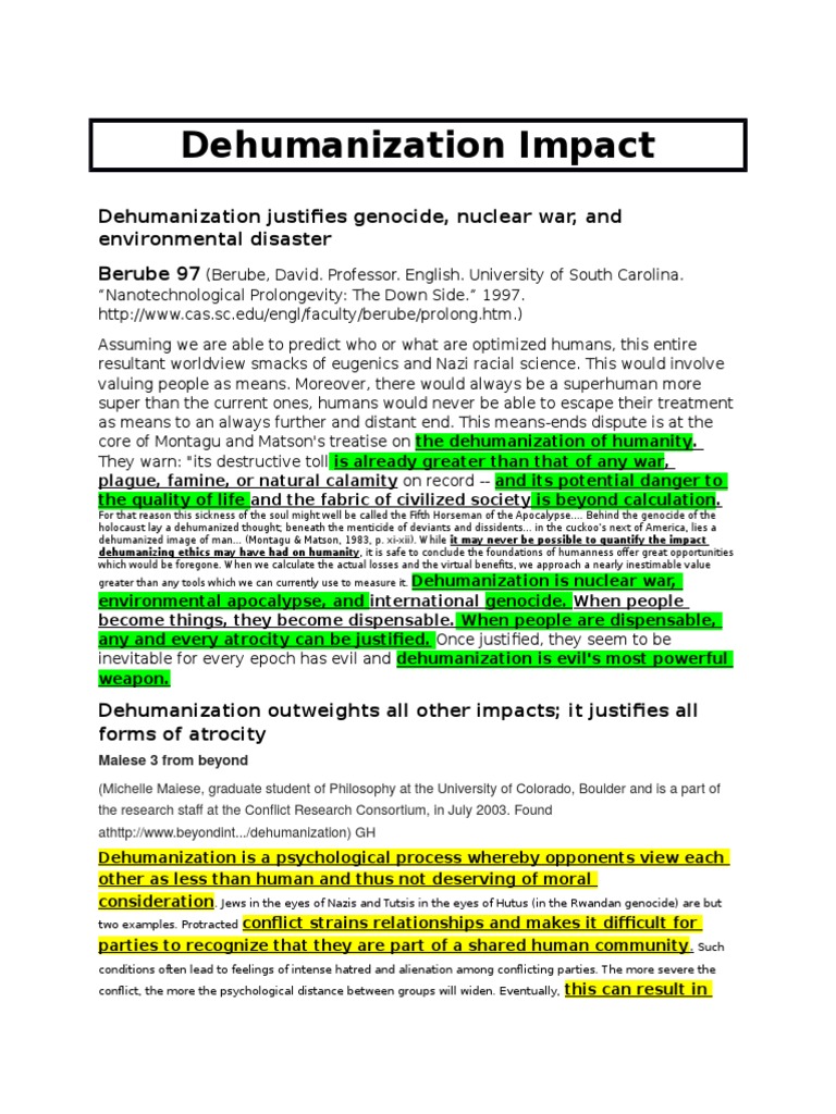 Dehumanization Impact | Social Institutions | Social Science