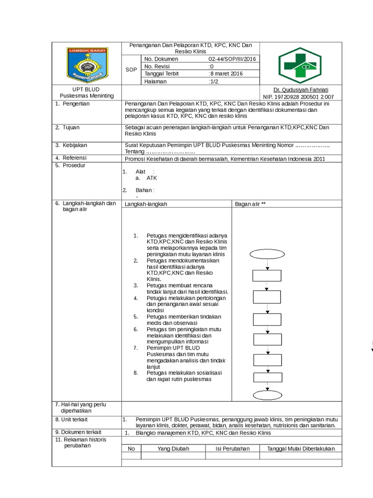 9.1.1.6 Sop Penanganan KTD, KTC, KPC, KNC | PDF