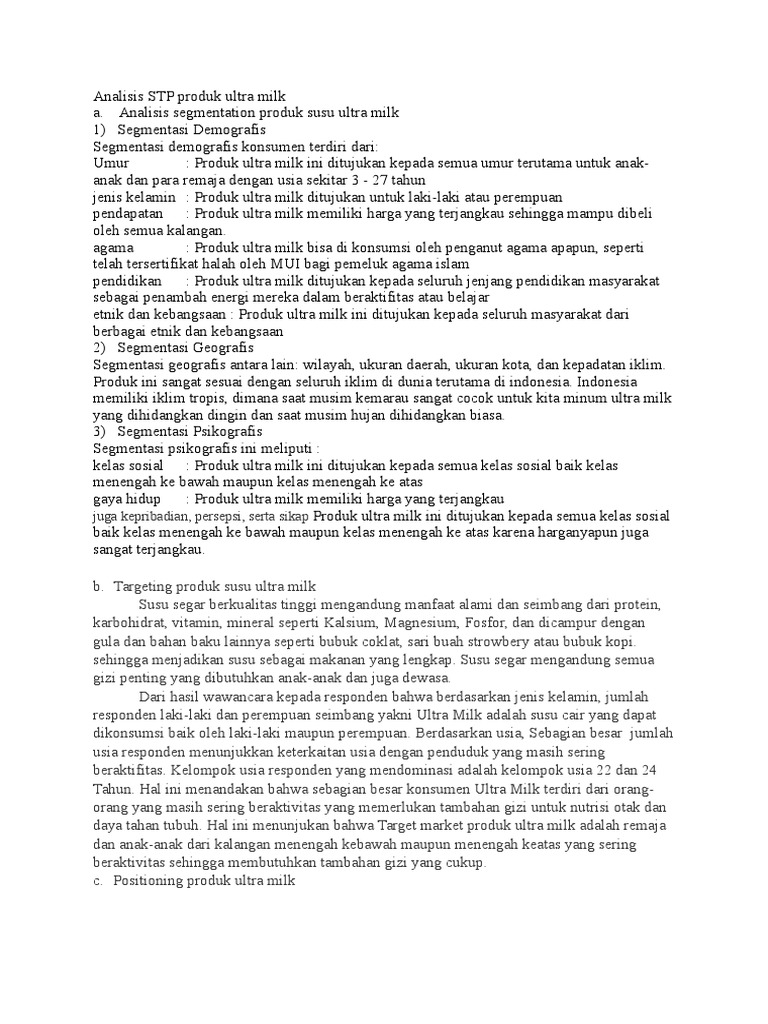 Analisis STP Produk Ultra Milk | PDF