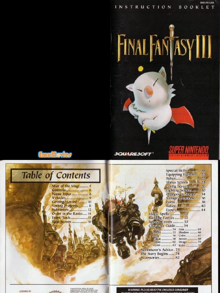 Final Fantasy VI (En) - SNES - Manual | PDF