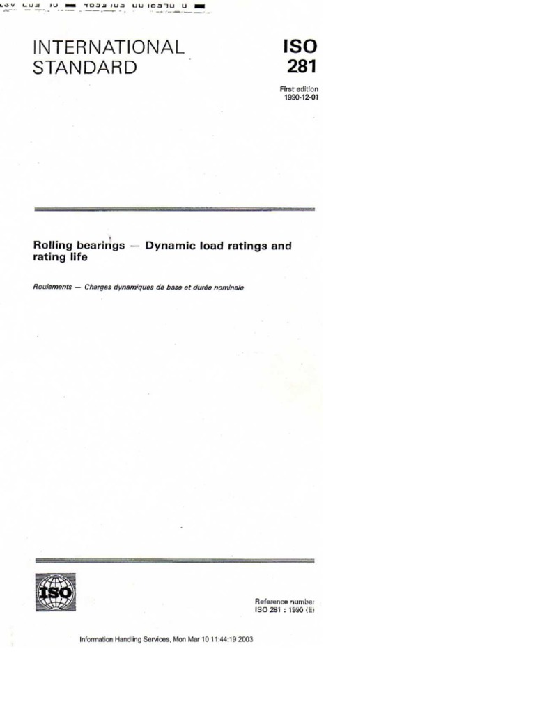 ISO - 281 - Roller Bearings, Dynamic Load Ratings and Rating Life PDF | PDF