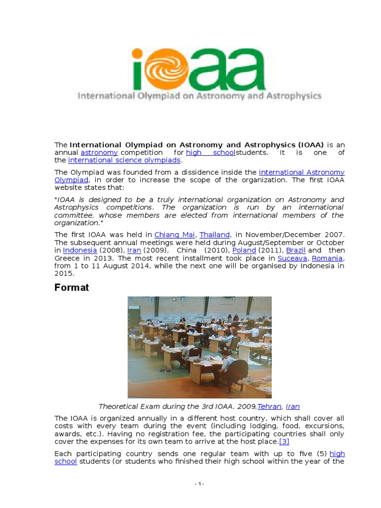 Introduction to IOAA.doc | Science And Technology | Science