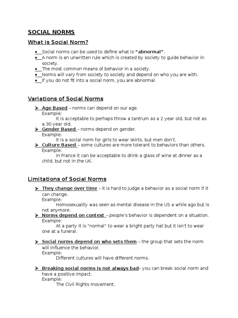 Social Norms: What Is Social Norm? | PDF