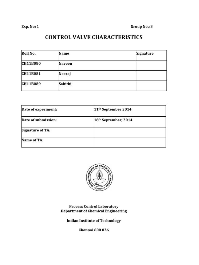 Control Valve Characteristics Report | PDF | Valve | Hysteresis