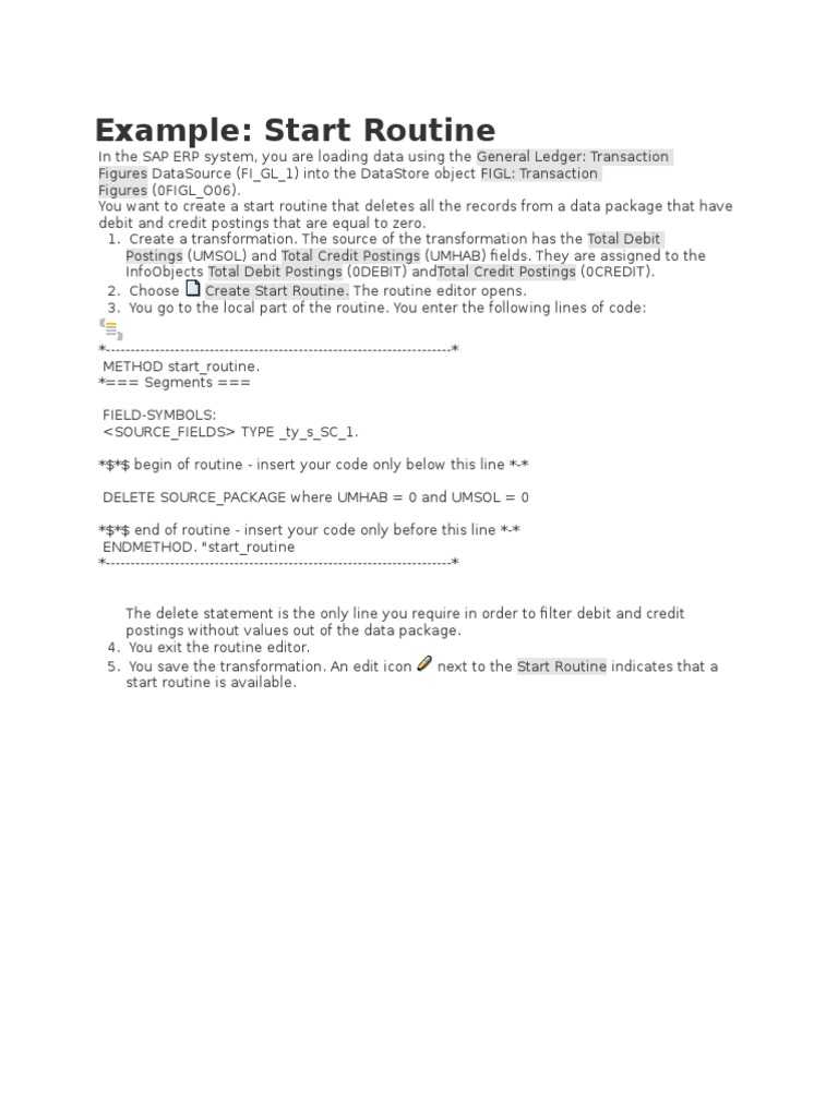 Start Routine Example