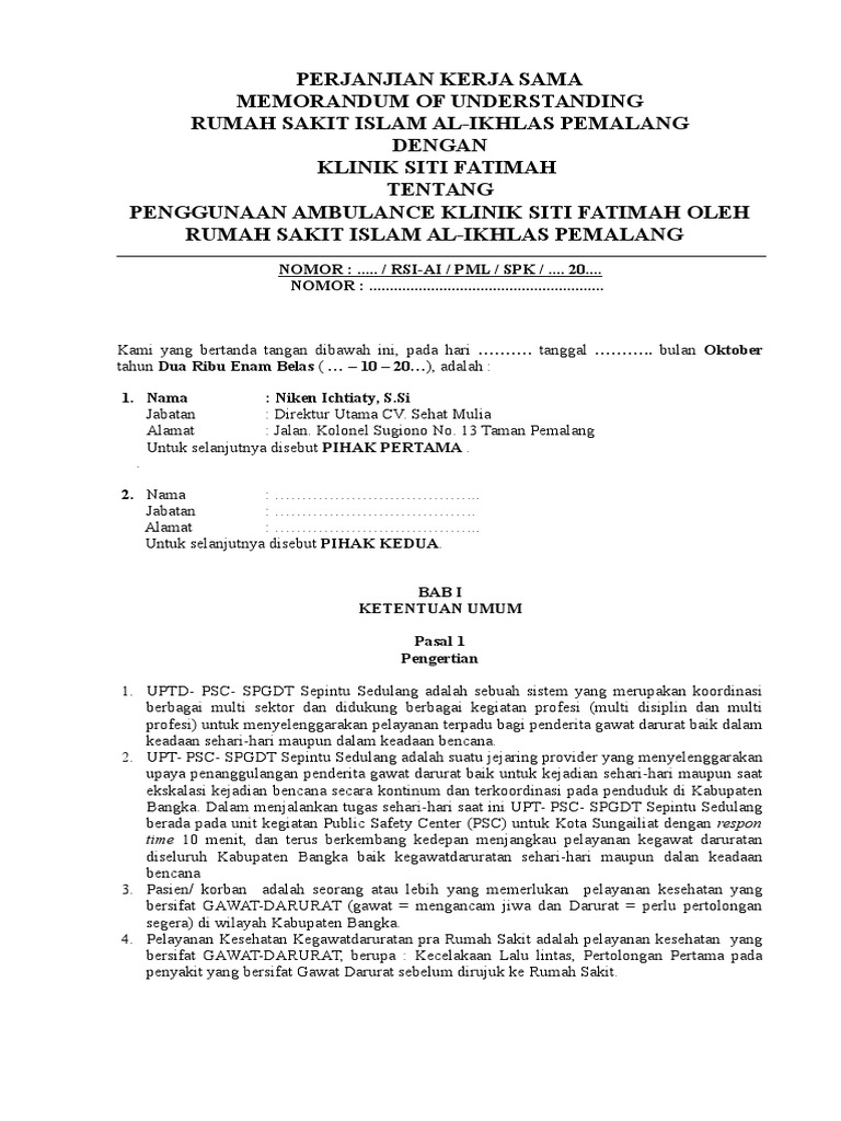 Mou Sewa Ambulance | PDF