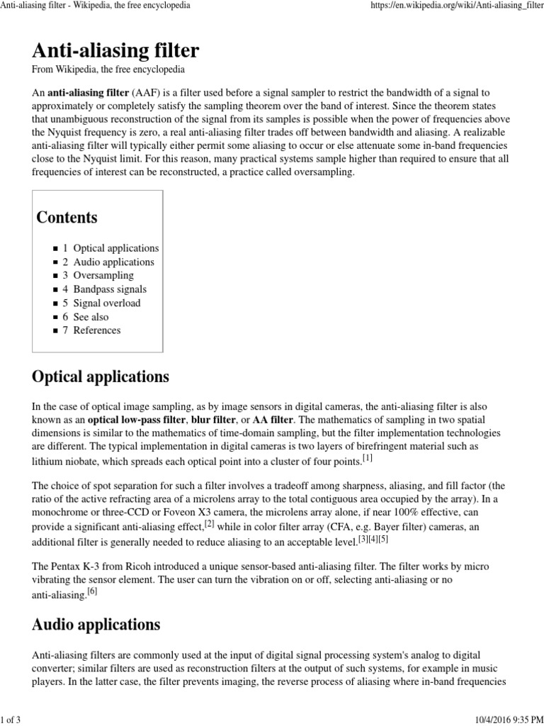Anti-Aliasing Filter - Wikipedia, The Free Encyclopedia | Download Free ...