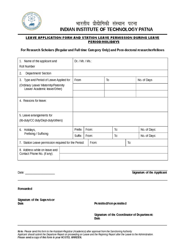 PHD Leave Form | PDF