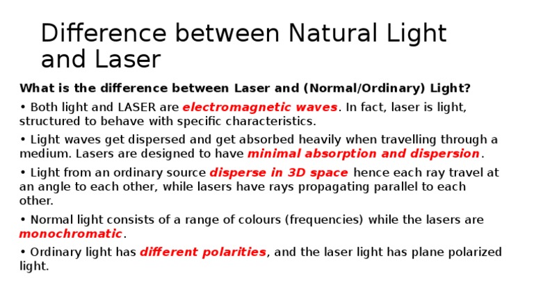 Natural Light vs. Laser Light Explained | PDF | Science & Mathematics