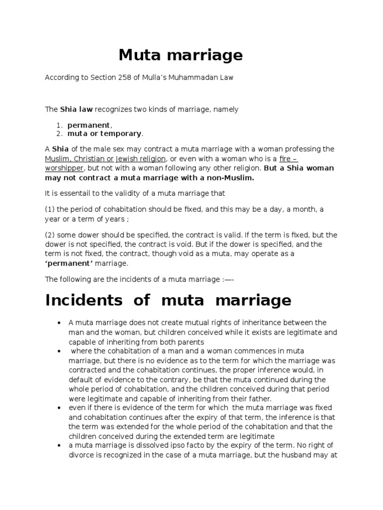 Muta Marriage: May Not Contract A Muta Marriage With A Non-Muslim | PDF | Marriage | Family Law