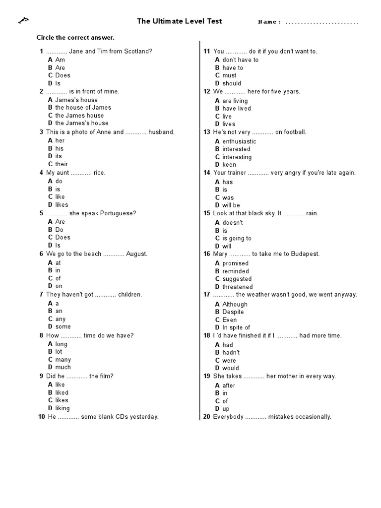 Ultimate Level Test | PDF