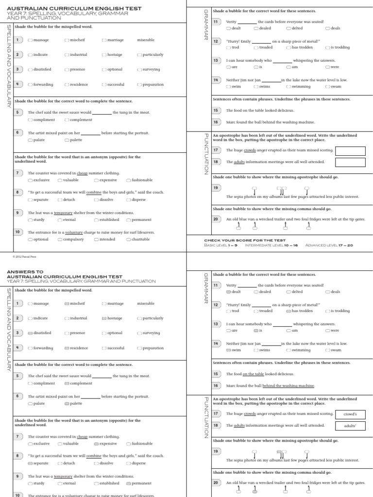 Year 7: Spelling, Vocabulary, Grammar and Punctuation: Australian ...