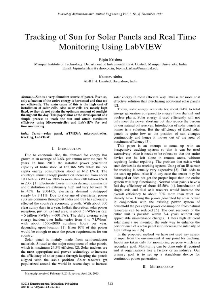 Tracking of Sun For Solar Panels and Real Time | PDF | Solar Energy ...