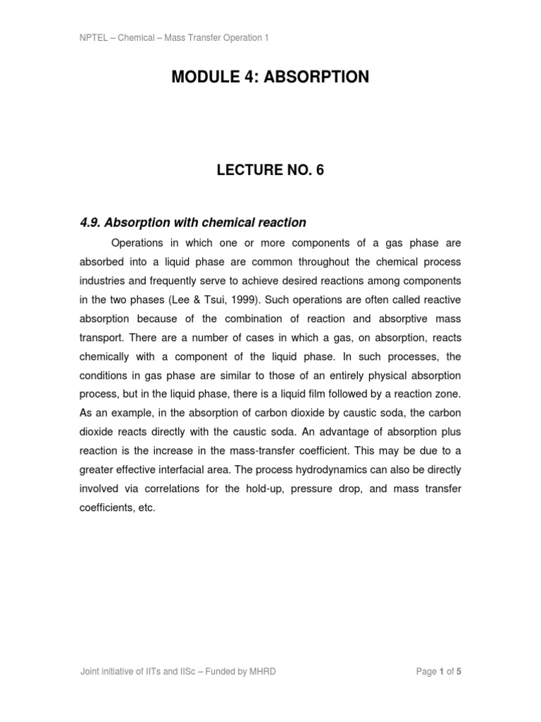 Absorption with Chemical Reaction | PDF | Reaction Rate | Absorption ...