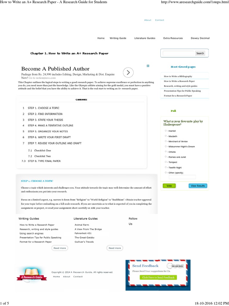 Steps to an A+ Research Paper | PDF