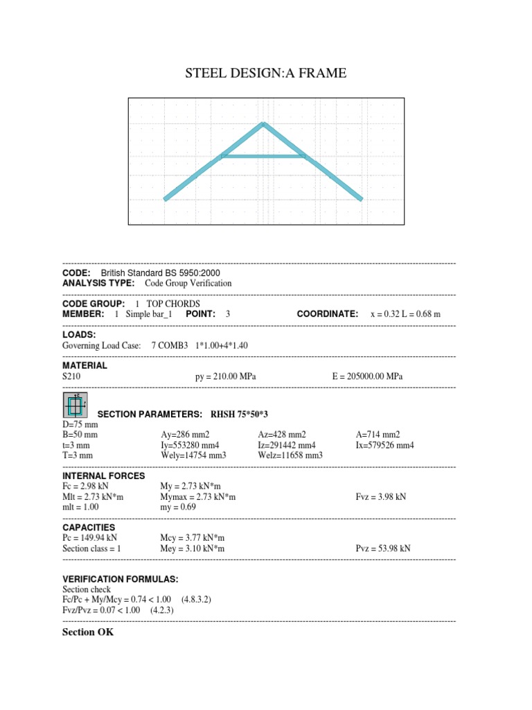 Steel Design:A Frame: British Standard BS 5950:2000 | PDF