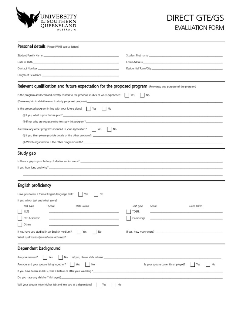 Usq Gte Form | Download Free PDF | International English Language ...