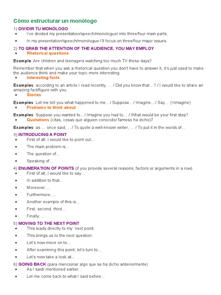 Structuring an Effective Monologue: Phrases and Transitions to Engage ...