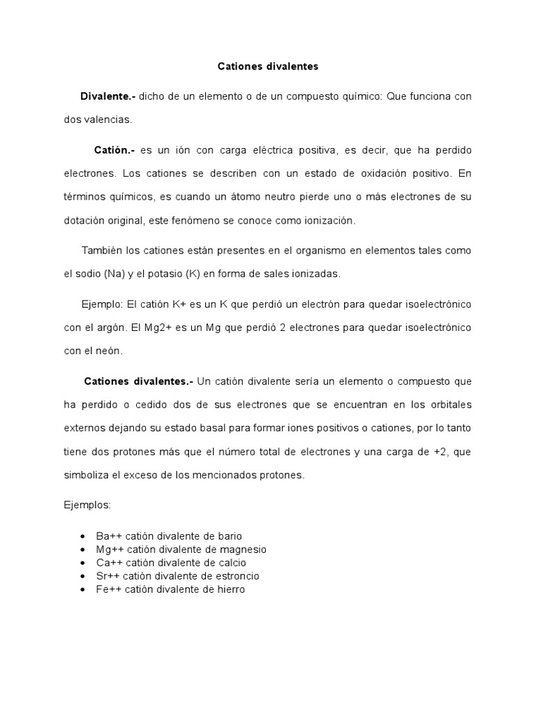 Cationes Divalentes | PDF