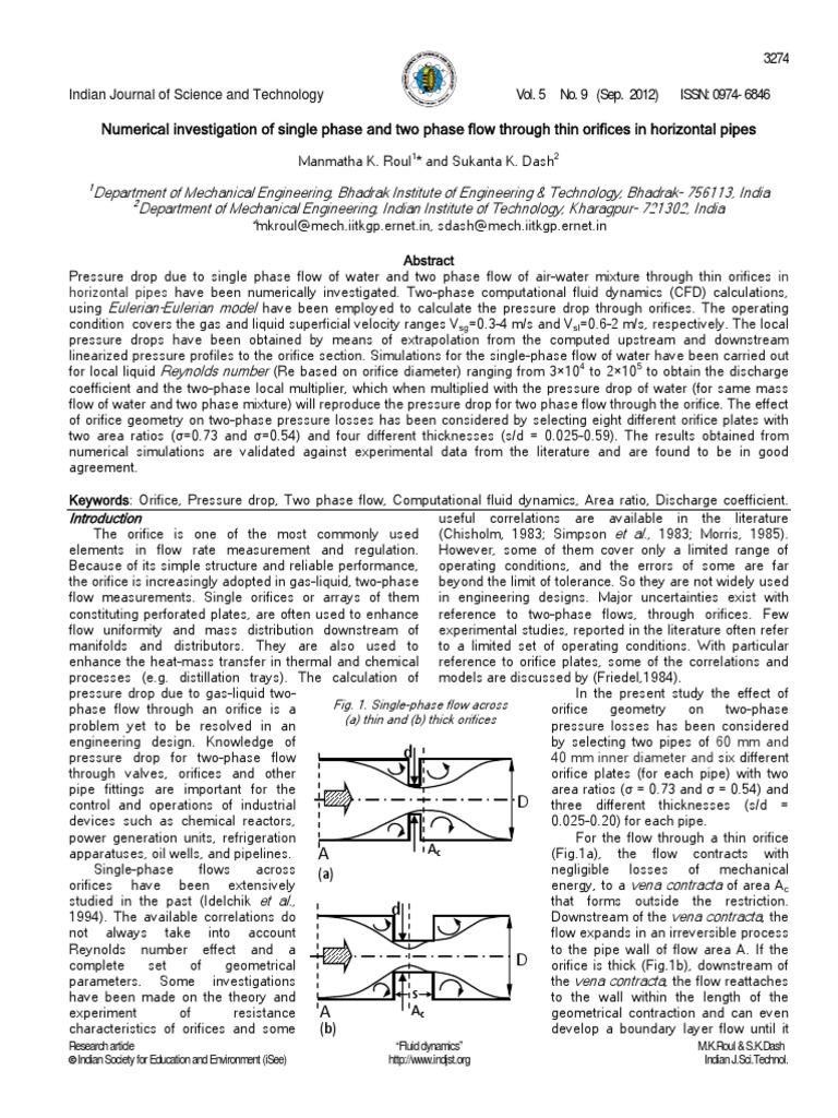 Numerical Investigation of Single Phase and Two Phase Flow Through Thin ...
