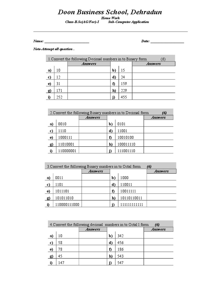 Numbering System Exercise 1 | PDF | Computers | Technology & Engineering