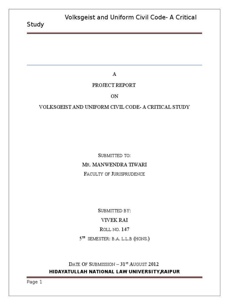 Volksgiest and The Uniform Civil Code | PDF | Civil Law (Legal System ...