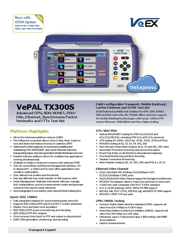 Vepal Tx300S: Now With Otdr Option | PDF | Wi Fi | Voice Over Ip