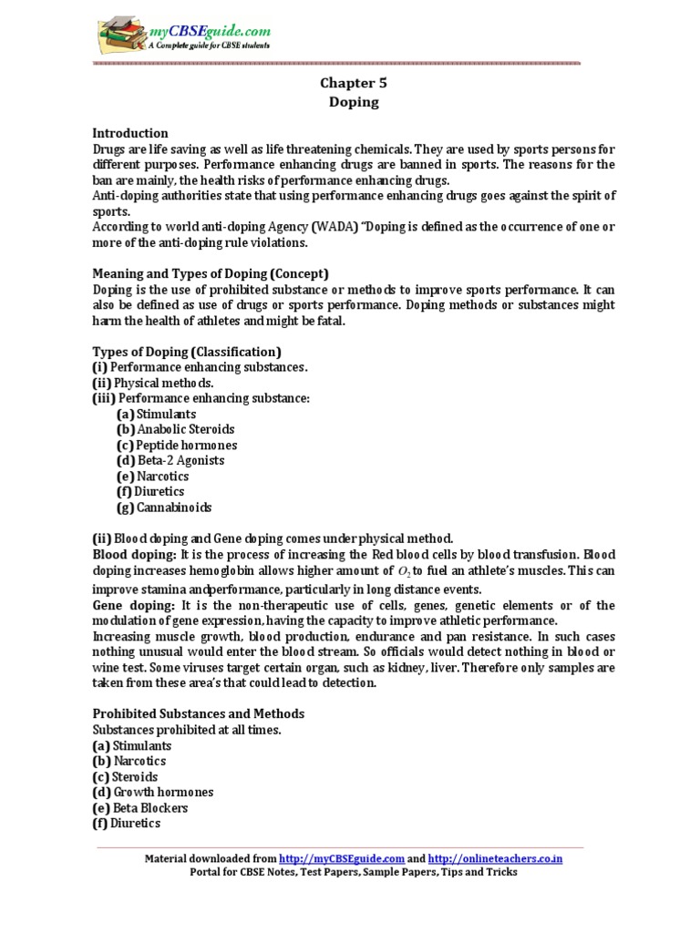 A Comprehensive Overview of Doping in Sports: Definitions, Types ...