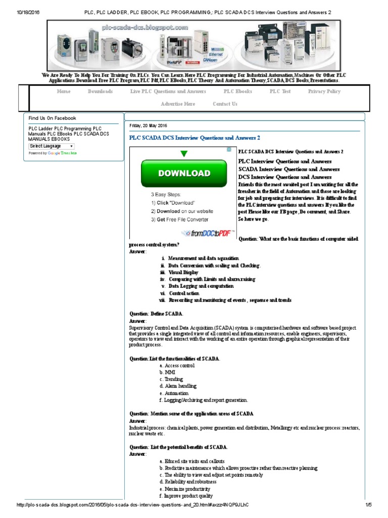 PLC, PLC Ladder, PLC Ebook, PLC Programming, - PLC Scada Dcs Interview Questions and Answers 2 ...