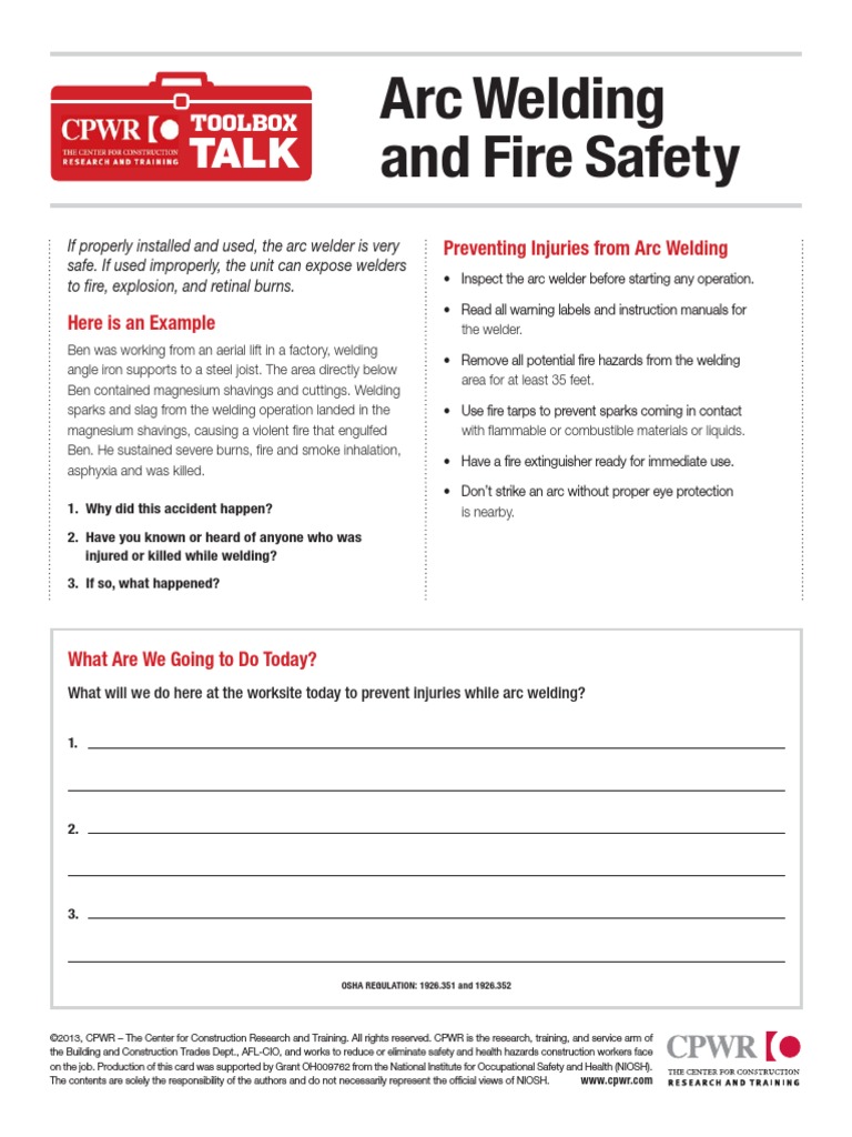 Arc Welding Fire Safety | PDF