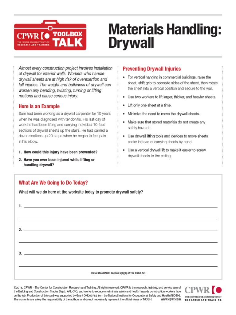Drywall Safety Guidelines for Contractors | PDF