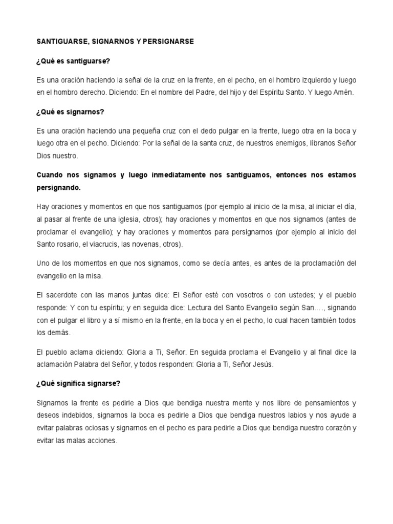 Santiguarse, Signarse, Persignarse y El Padrenuestro. | PDF | orador ...